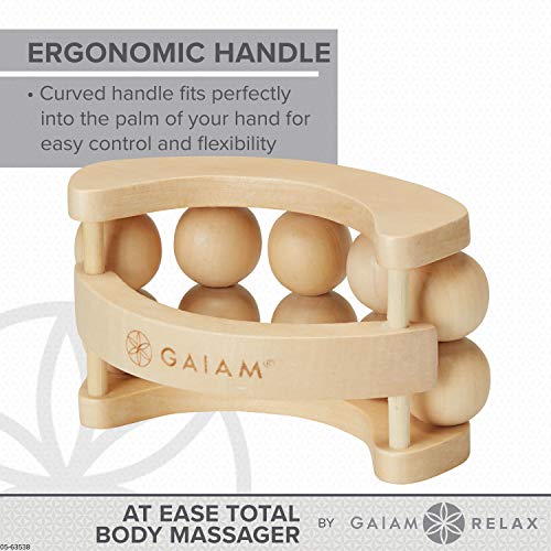 Gaiam Relax Massage Ball Roller - Handheld Wooden Total Body Massager for Back, Neck, Foot, Calf, Leg, Arm | Deep Tissue Massager Relief for Sore Muscles