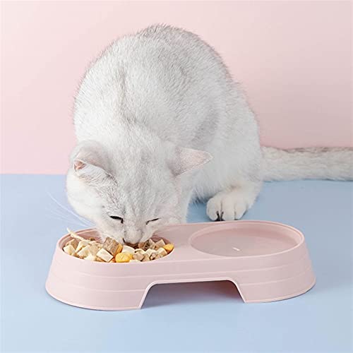 FUUIE Bowls for Food and Water Double Bowl for Household Pets, Suitable for Cats and Dogs, with Rounded Curves, Simple to Clean, Durable and Anti-Drop (Color : Blue)