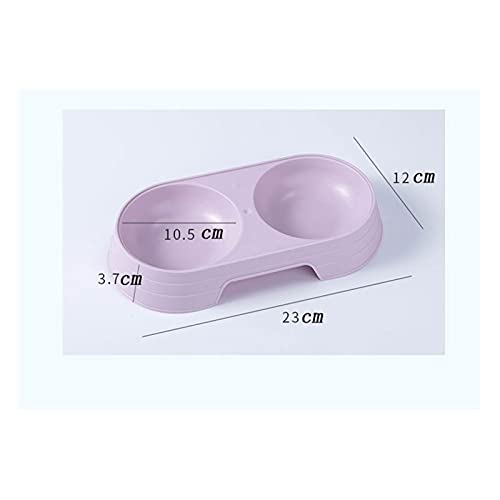 FUUIE Bowls for Food and Water Double Bowl for Household Pets, Suitable for Cats and Dogs, with Rounded Curves, Simple to Clean, Durable and Anti-Drop (Color : Blue)