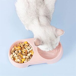 FUUIE Bowls for Food and Water Double Bowl for Household Pets, Suitable for Cats and Dogs, with Rounded Curves, Simple to Clean, Durable and Anti-Drop (Color : Blue)