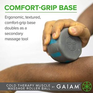 Gaiam Restore Cold Therapy Muscle Massage Roller Ball - Cryosphere Cold Massage Roller Ball - Easy-Glide Roller with Comfort Grip Base - Muscle Massage Tool to Help with Sore Muscles - Compact Design