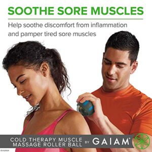 Gaiam Restore Cold Therapy Muscle Massage Roller Ball - Cryosphere Cold Massage Roller Ball - Easy-Glide Roller with Comfort Grip Base - Muscle Massage Tool to Help with Sore Muscles - Compact Design