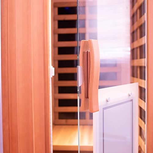 Xmatch Far Infrared Wooden Sauna in Canadian Red Cedar, 1-Person Plus Size, with 1510W, 8 Low EMF Heaters, 2 Bluetooth Speakers, 1 LED Reading Lamp and 2 Chromotherapy Lights