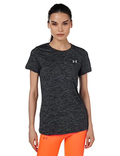 Under Armour Women's Tech Twist T-Shirt , Black (001)/Metallic Silver , Large