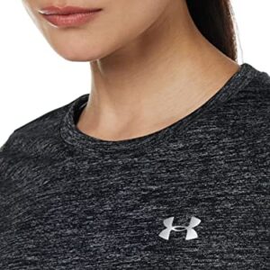 Under Armour Women's Tech Twist T-Shirt , Black (001)/Metallic Silver , Large