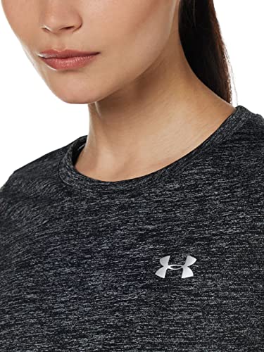 Under Armour Women's Tech Twist T-Shirt , Black (001)/Metallic Silver , Large