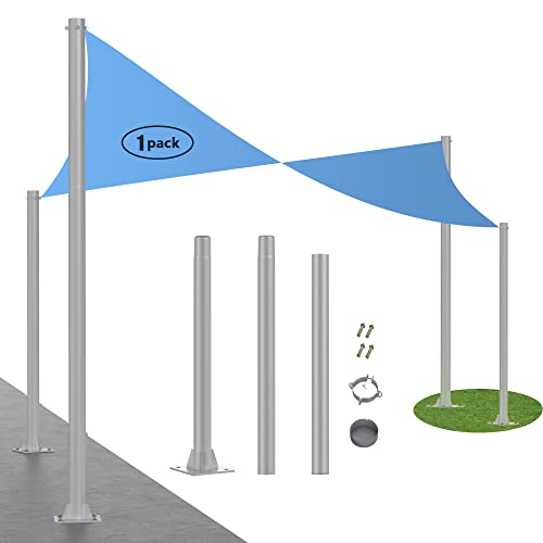 Miveda Shade Sail Poles, 10 ft Heavy Duty 3" Diameter Steel Poles for Shade Sail, Sun Shade Pole with D-clamp, Suitable for Garden/Yard/Pool/Patio/Playground/Grass（one Pole）