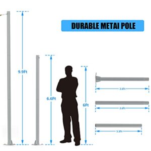 Miveda Shade Sail Poles, 10 ft Heavy Duty 3" Diameter Steel Poles for Shade Sail, Sun Shade Pole with D-clamp, Suitable for Garden/Yard/Pool/Patio/Playground/Grass（one Pole）