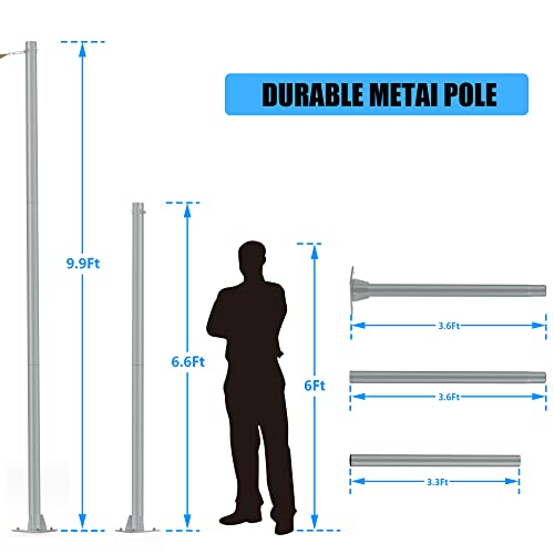 Miveda Shade Sail Poles, 10 ft Heavy Duty 3" Diameter Steel Poles for Shade Sail, Sun Shade Pole with D-clamp, Suitable for Garden/Yard/Pool/Patio/Playground/Grass（one Pole）