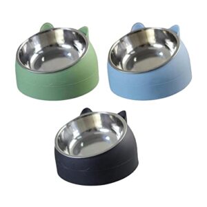 magideal 3x metal raised puppy cat dog bowls container water food feeder pet feeder pets supplies , green and blue