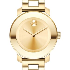 Movado Women's BOLD Iconic Metal Yellow Gold Watch with a Flat Dot Sunray Dial, Gold (Model 3600085)