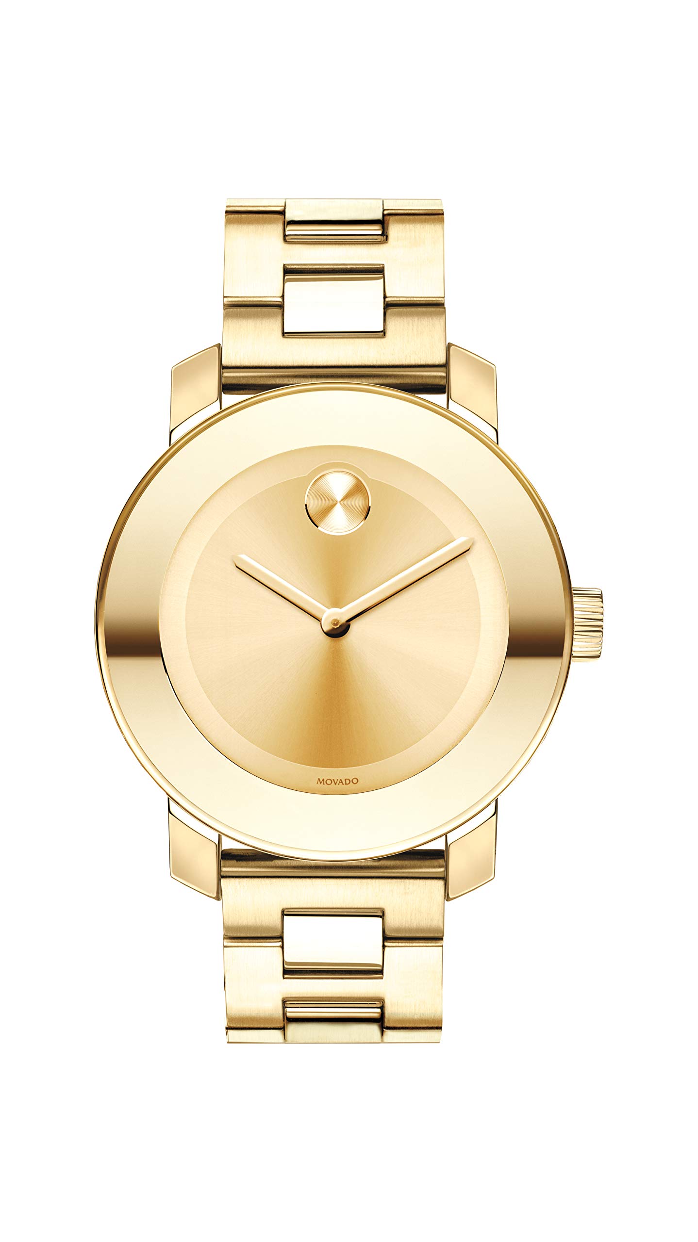 Movado Women's BOLD Iconic Metal Yellow Gold Watch with a Flat Dot Sunray Dial, Gold (Model 3600085)