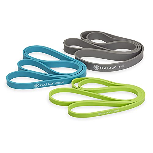 Gaiam Restore Resistance Training Workout Pull Up Bands 3 Pack - Extra-Strong Durable Progressive Resistance Exercise Loop Cords for Assisted Pull Ups and Strength Bands Training