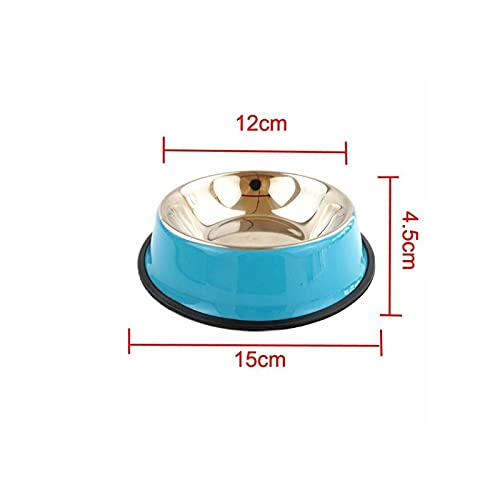 FUUIE Bowls for Food and Water Stainless Cat Bowls Pet Steel Bowl Set Food Water Bowl for Dogs and Cats Anti-Skid Cats Supplies (Color : Blue)