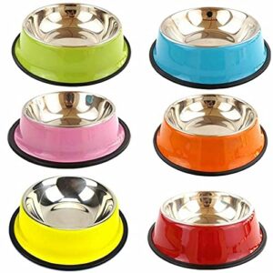 FUUIE Bowls for Food and Water Stainless Cat Bowls Pet Steel Bowl Set Food Water Bowl for Dogs and Cats Anti-Skid Cats Supplies (Color : Blue)