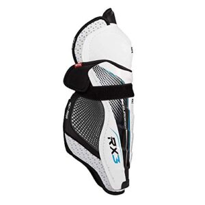 STX HP SG30 SR 14 WE/BE Ice Hockey Surgeon RX3 Shin Guards, 14", White/Blue, 14"