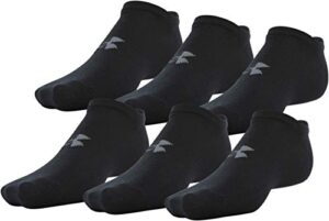 under armour adult essential lite no show socks, 6-pairs , black , medium