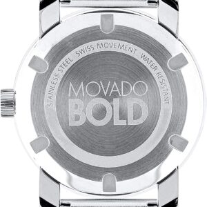 Movado Women's BOLD Iconic Metal Watch with a Flat Dot Sunray Dial, Silver/Pink/Gold (Model 3600084)