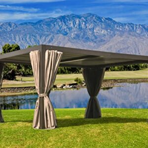 Domi Outdoor Louvered Pergola 10'x13' with Adjustable Aluminum Roof,Grill Gazebo for Patios,Aluminum Frame with Curtains and Mesh for Garden,Patio,Backyard (Dark Brown)