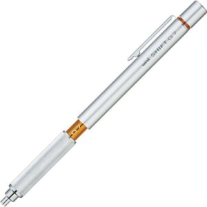 uni m71010.26 shift pipe lock drafting 0.7mm pencil, silver body with orange accent (m71010.26)