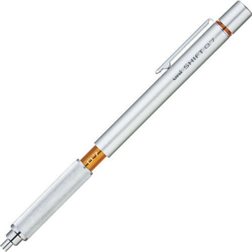 uni M71010.26 Shift Pipe Lock Drafting 0.7mm Pencil, Silver Body with Orange Accent (M71010.26)