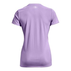 Under Armour womens Tech V-Neck Short-Sleeve T-Shirt , Octane (566)/Metallic Silver , Small