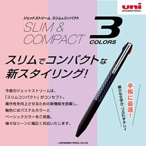 Uni Jetstream Slim Compact, 3 Colors Ballpoint Pen (Black, Red, Blue) 0.5mm, Black Body (SXE3JSS05.24)