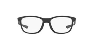 oakley ox8106 cross step round prescription eyeglass frames, satin black/demo lens, 50 mm