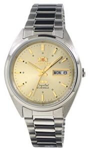 orient tristar mens classical automatic sunray champagne dial watch ab00005c