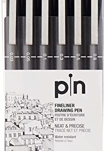 Uni Pin Fineliner Drawing Pen - Sketching Set - Black Ink - 0.03 to 0.8mm - Set of 6