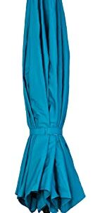 Sun-Ray 811022T 9' Round 8-Rib Solar Lighted Patio Umbrella, 32 LED Lights, Crank and Tilt, Aluminum Frame, Teal