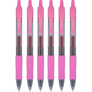 pilot g2 premium retractable and refillable gel ink pens, 0.7mm fine point, rose pink, 6 count