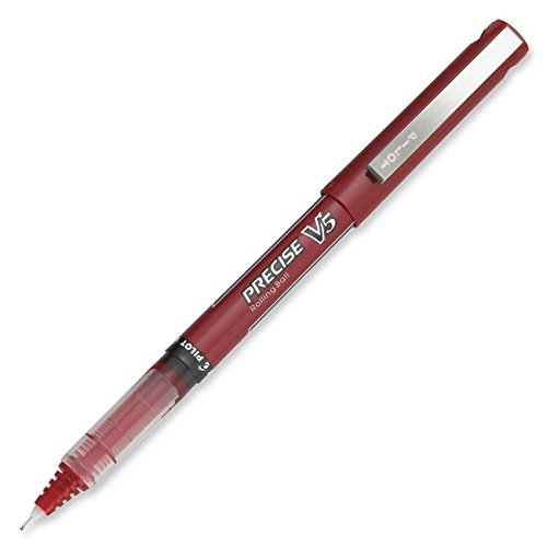 Pilot Precise V5 Stick Rolling Ball Pens, Extra Fine Point, Red Ink, 6 Pack