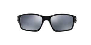 oakley men’s oo9247 chainlink rectangular sunglasses, black ink/black iridium polarized, 57 mm