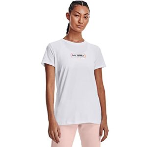 under armour women’s standard gradient pill short sleeve t-shirt, (100) white / / black, small