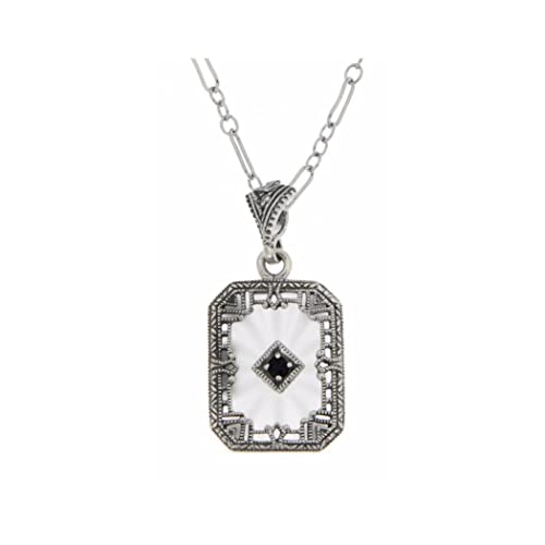 Sunray Crystal - Camphor Glass Sapphire Center Filigree Sterling Silver Pendant