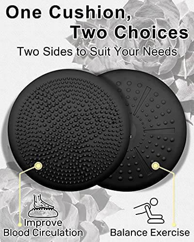 Tumaz Wobble Cushion - Wiggle Seat to Improve Sitting Posture & Stay Focused for Sensory Kids, Balance Disc to Relief Back Pain & Core Strength & Flexible Seating [Extra Thick, Pump Included]