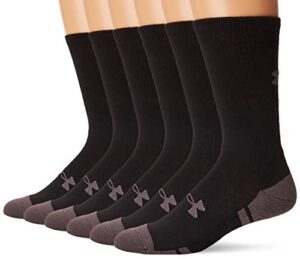 under armour adult resistor 3.0 crew socks, multipairs , black/graphite (6-pairs) , large