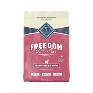 blue buffalo freedom grain free natural adult small breed dry dog food, chicken 11-lb