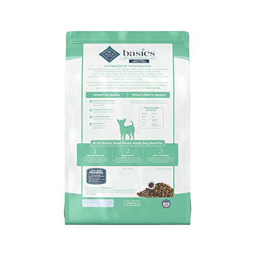 Blue Buffalo Basics Skin & Stomach Care, Grain Free Natural Adult Small Breed Dry Dog Food, Lamb & Potato 11-lb