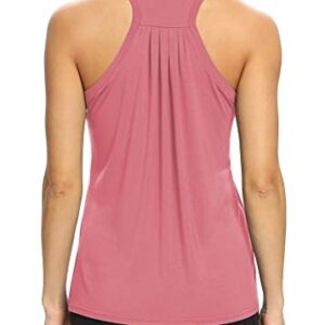 Bestisun Workout Tank Tops Loose fit Sleeveless Yoga Tops Racerback Muscle Tank Tops Summer Activewear Gym Dacne Tops Workout Exercise Clothes for Women Rose M