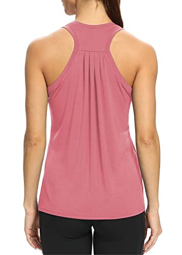 Bestisun Workout Tank Tops Loose fit Sleeveless Yoga Tops Racerback Muscle Tank Tops Summer Activewear Gym Dacne Tops Workout Exercise Clothes for Women Rose M