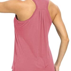 Bestisun Workout Tank Tops Loose fit Sleeveless Yoga Tops Racerback Muscle Tank Tops Summer Activewear Gym Dacne Tops Workout Exercise Clothes for Women Rose M