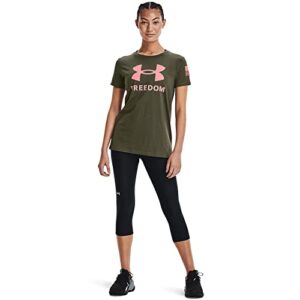 Under Armour Women's New Freedom Logo T-Shirt , Marine Od Green (390)/Cloudless Sky , Medium