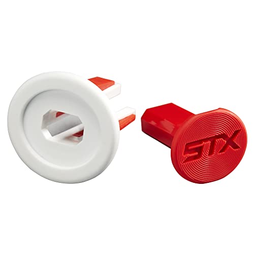 STX Lacrosse Elite Handle End Cap, 2-Pack - White/Red