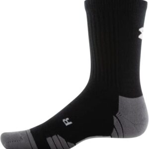 Under Armour Adult Team Crew Socks, 1-Pair , Black/Graphite/White , Large