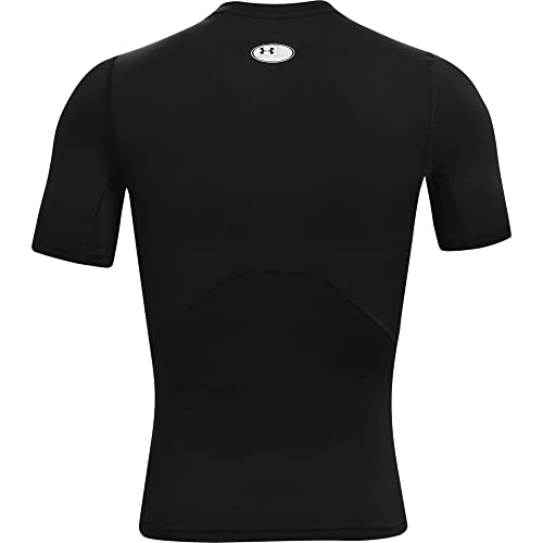 Under Armour mens Armour Heatgear Compression Short-sleeve T-shirt , Black (001)/White , Small