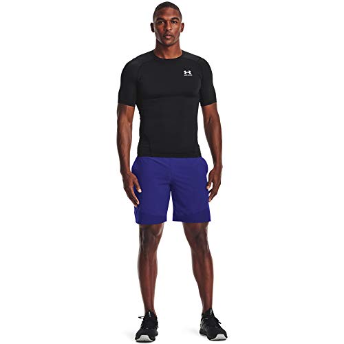 Under Armour mens Armour Heatgear Compression Short-sleeve T-shirt , Black (001)/White , Small