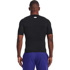 Under Armour mens Armour Heatgear Compression Short-sleeve T-shirt , Black (001)/White , Small