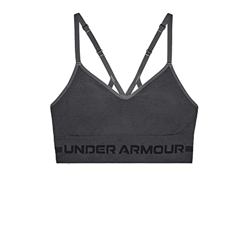 Under Armour Women's Seamless Low Long Heather Bra , Pitch Gray (012)/Black , X-Large